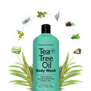 Natural Riches Tea Tree Oil Body Wash, 2x16 fl oz - Soothing, Calming, and Hydrating for Normal, Combination, Sensitive, Oily, and Dry sensitive skin bodywash