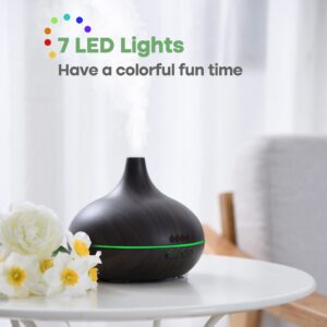 SEDAVY Oil Diffuser, 500ml Aromatherapy Diffuser with 6x10ml Included, 7x2 Colorful LED Night Light, 23dB Quiet BPA-Free Essential Oil Diffusers for Home, 16H Lasting, 4 Timers, Auto Off, Black