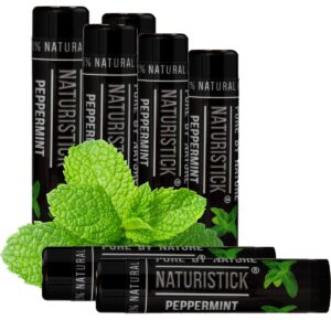 7-pack black peppermint lip balm for men and women. attractive black stick gift set by naturistick. 100% natural. best beeswax chapstick for healing dry, chapped lips. made in usa