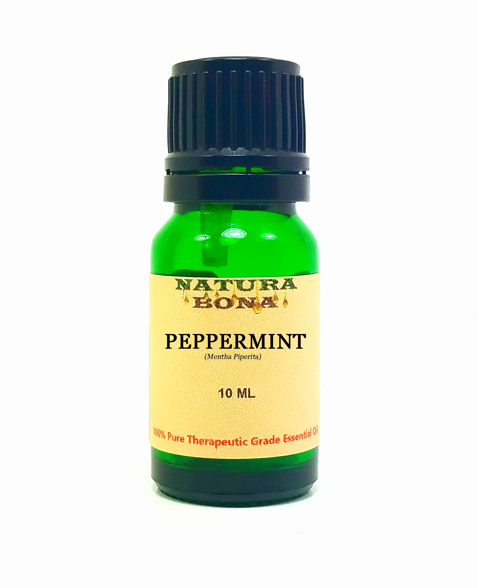 Peppermint Essential Oil - 100% Pure Organic Therapeutic Grade Mentha Piperita Oil in a 10ml Green Glass Euro Dropper Bottle. (PEPPERMINT)