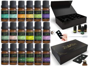 mabua 18 essential oil set with 20 holes case natural therapeutic 100% diffuser aromatherapy grade lavender lemon peppermint teatree argan frankincense bergamot lemon