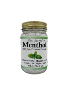 silky scents 8 oz premium menthol crystals, 100% pure organic and natural in glass jar