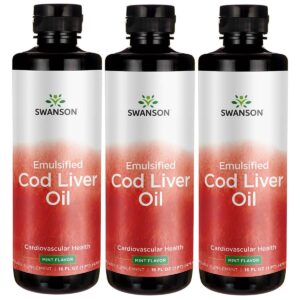 swanson emulsified cod liver oil - mint flavor 16 fl oz liq 3 pack