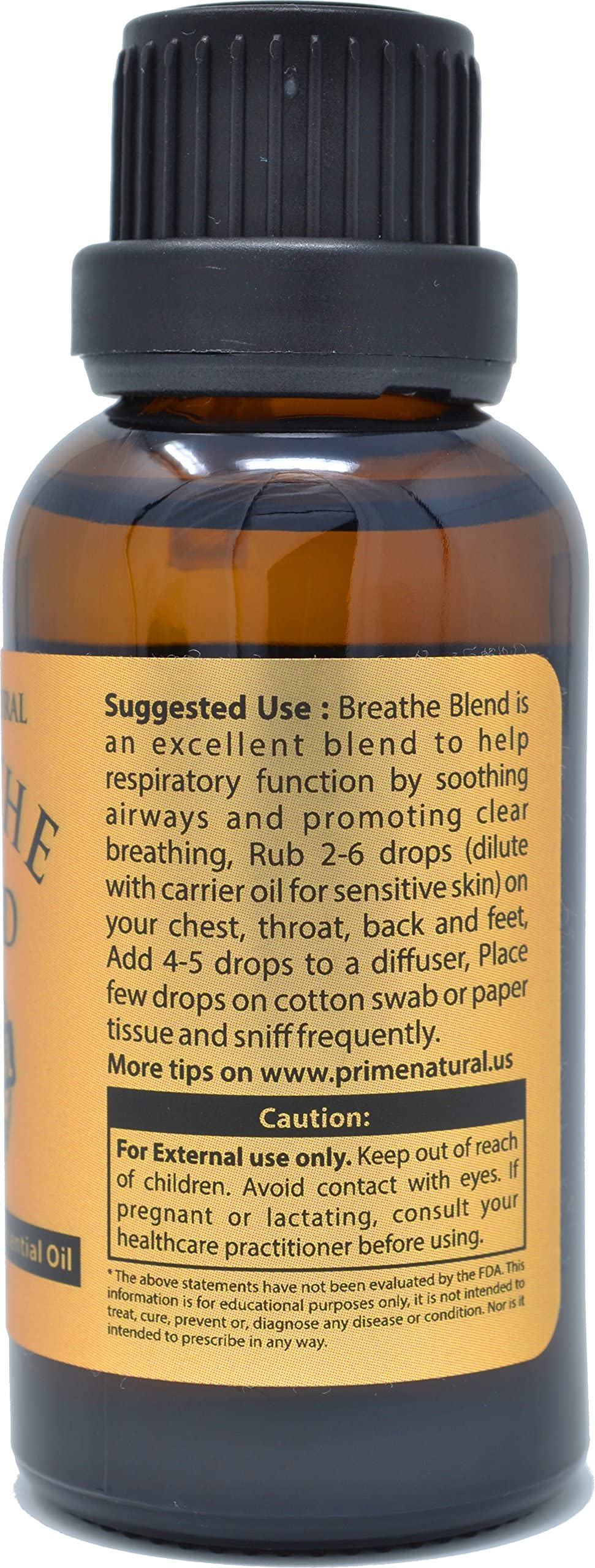 Prime Natural Breathe Essential Oil Blend 1oz - Pure, Undiluted, Therapeutic Grade for Aromatherapy, Scents & Diffuser - Sinus Relief, Allergy, Congestion, Cold, Cough, Headache