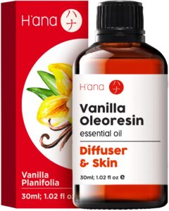 h’ana vanilla essential oil for diffuser & skin (1 fl oz) - 100% natural vanilla oleoresin essential oil - fragrant and long lasting vanilla oil perfume