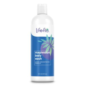 life-flo magnesium body wash, refreshing, moisturizing liquid soap with magnesium chloride from the zechstein seabed, peppermint oil and rosemary oil, 60-day guarantee, not tested on animals, 16oz