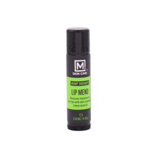 m. skin care hemp therapy lip mend balm for men, refreshing peppermint, shea butter, cruelty free