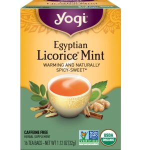 yogi tea - egyptian licorice mint tea (6 pack) - warming and naturally spicy sweet - caffeine free - 96 organic herbal tea bags