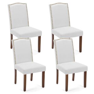 dumos dining chairs set of 4, fabric dining room chairs, upholstered parsons chairs with nailhead trim & wood legs, kitchen side chair for dining living room,bedroom - grey