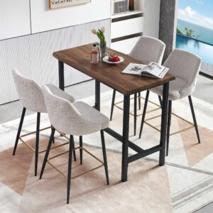 homedot bar table set for 4, 47.24" industrial counter height pub table with 4 chairs, home kitchen breakfast table and chairs for dining room, living room, apartment