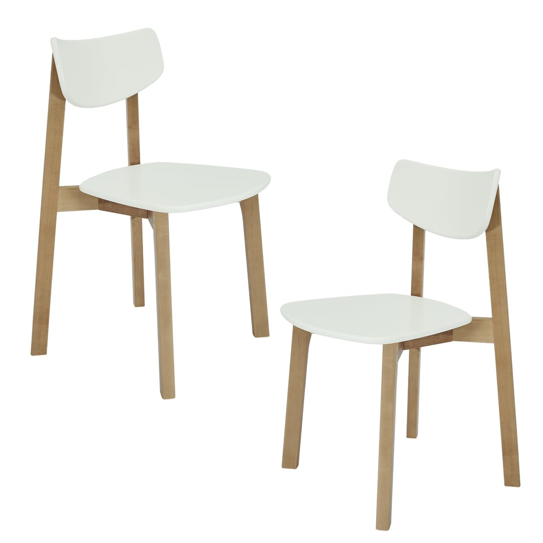 DAIVA CASA Wooden Chair Set of 2 - Vega - Chair with Wooden Seat and Back, Brown - Modern Scandinavian Furniture for Kitchen, Dining Room, Living Room, and More