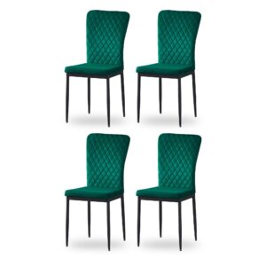 keivvakn set of 4 living room chairs dining chairs with velvet, high back, metal frame and modern lattice design for living room, dining room,green