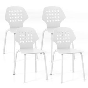 goflame dining chairs set of 4, armless kitchen chairs with hollowed backrest & metal legs, modern dinner chairs, accent side chairs for dining room, reception room & living room (white)