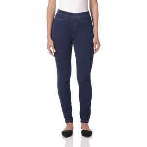 no nonsense classic leggings-jeggings for women with real back pockets, high waisted stretch jeans, medium wash denim, large