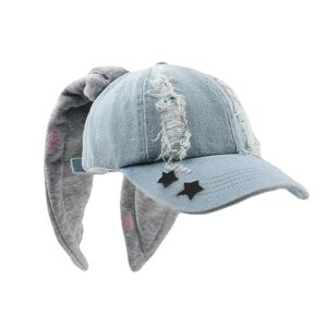 omlamp y2k hats new jeans bunny ears hat kpop outfits for women woman's baseball cap hip-hop beanies grunge girl caps (stars brim,one size)