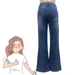 2023 New Wide Leg Jeans for Women, Oprah Favorite Jeans, Seamed Front Wide Leg Jeans Elastic Waist (X-Large,Blue)