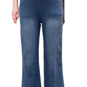 2023 New Wide Leg Jeans for Women, Oprah Favorite Jeans, Seamed Front Wide Leg Jeans Elastic Waist (X-Large,Blue)