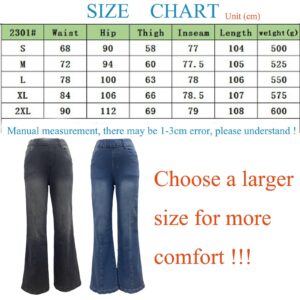 2023 New Wide Leg Jeans for Women, Oprah Favorite Jeans, Seamed Front Wide Leg Jeans Elastic Waist (X-Large,Blue)