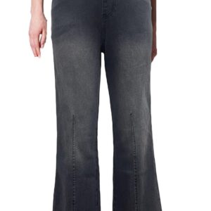 2023 New Wide Leg Jeans for Women, Oprah Favorite Jeans, Seamed Front Wide Leg Jeans Elastic Waist (X-Large, Black)