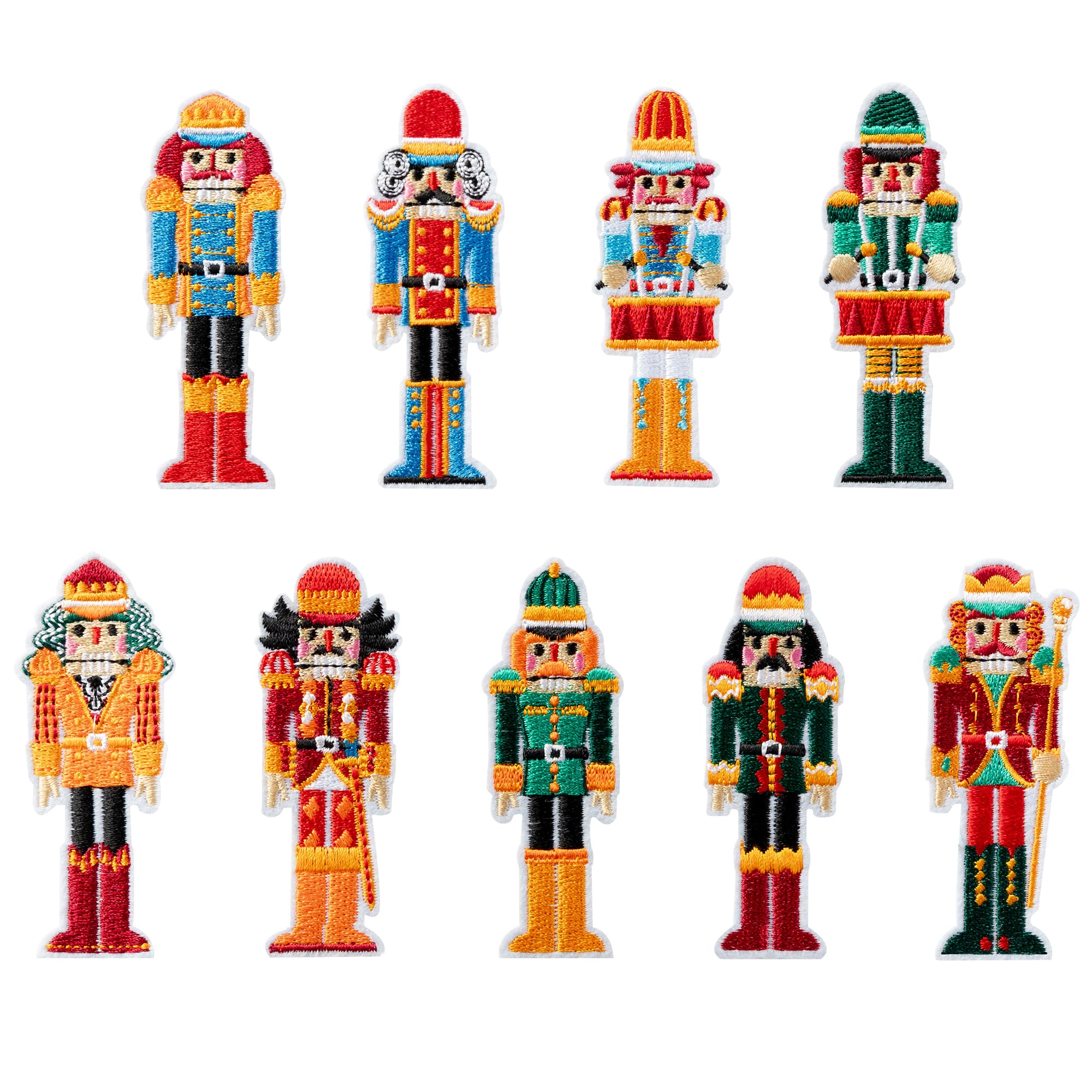 Kirako 9 Pcs Christmas Nutcracker Iron on Patches Colorful Soldier Figures Sew on Embroidered Applique Repair Patch DIY Crafts Gifts for Xmas Winter Holiday Birthday New Year Eve Clothing Backpack Hat