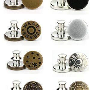 E-Uli Instant Buttons Replacement Removable Button 8 Pcs No Sew Buttons for Jeans Pants,Crafts DIY Clothes (Size: 17mm)