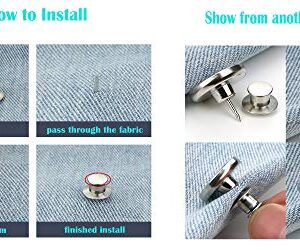 E-Uli Instant Buttons Replacement Removable Button 8 Pcs No Sew Buttons for Jeans Pants,Crafts DIY Clothes (Size: 17mm)