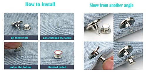 E-Uli Instant Buttons Replacement Removable Button 8 Pcs No Sew Buttons for Jeans Pants,Crafts DIY Clothes (Size: 17mm)