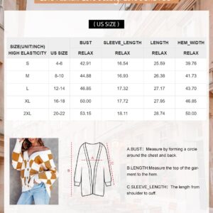 Dokotoo 2024 Fashion Cardigan Sweaters for Women V Neck Button Up Long Sleeve Plaid Cable Knit Sweater Casual Loose Flowy Checkered Fall Womens Cardigans Ladies Outerwear Brown S