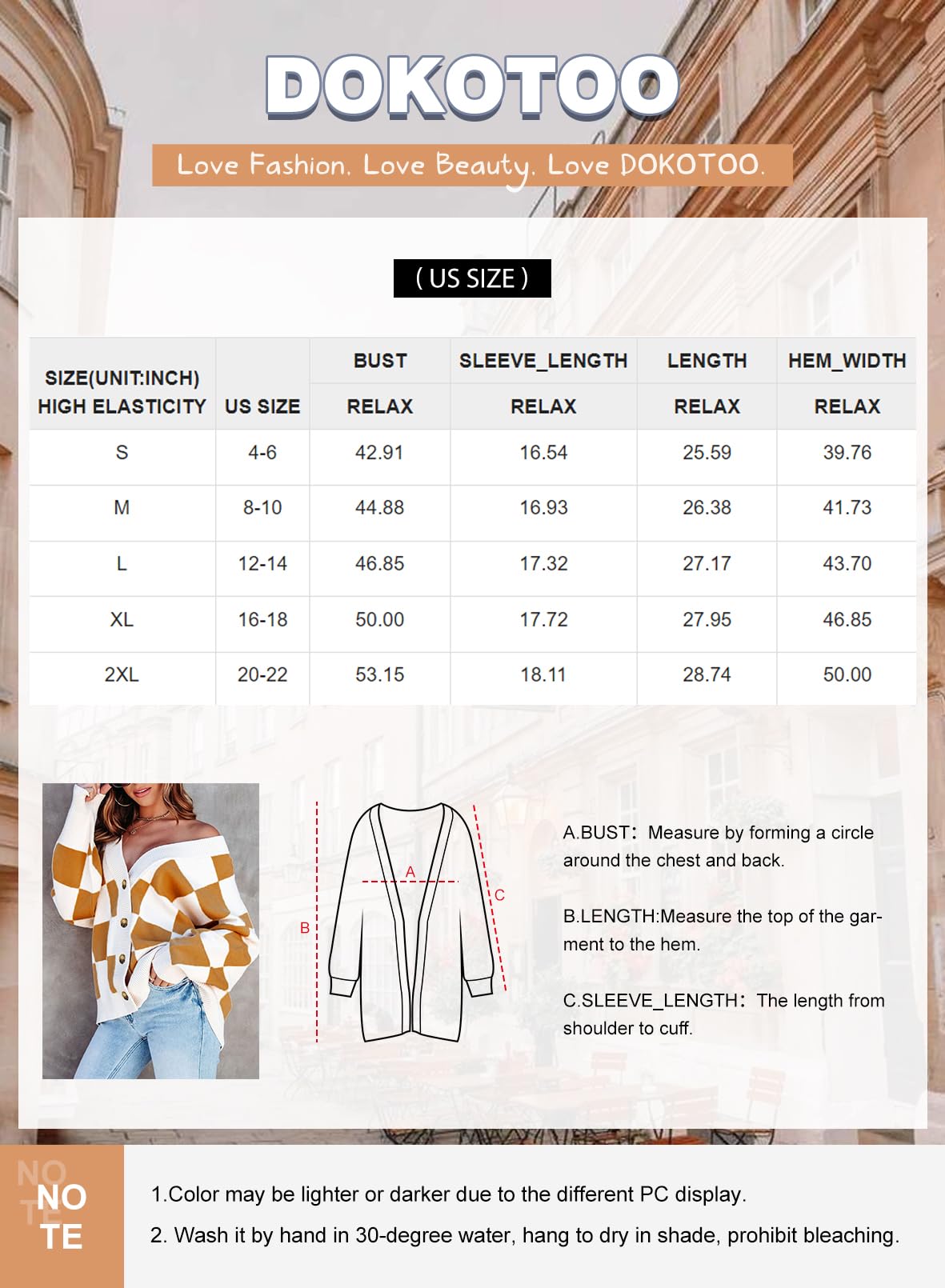 Dokotoo 2024 Fashion Cardigan Sweaters for Women V Neck Button Up Long Sleeve Plaid Cable Knit Sweater Casual Loose Flowy Checkered Fall Womens Cardigans Ladies Outerwear Brown S