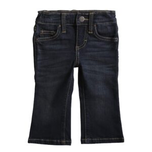 wrangler baby boys' five pocket boot cut jean, dark blue, 0-3 months