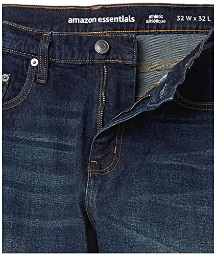 Amazon Essentials Men's Athletic-Fit Jean, Dark Wash, 34W x 32L