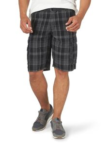 lee mens dungarees new belted wyoming cargo shorts, black clifton plaid, 38 us