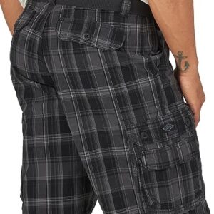 Lee mens Dungarees New Belted Wyoming Cargo Shorts, Black Clifton Plaid, 38 US