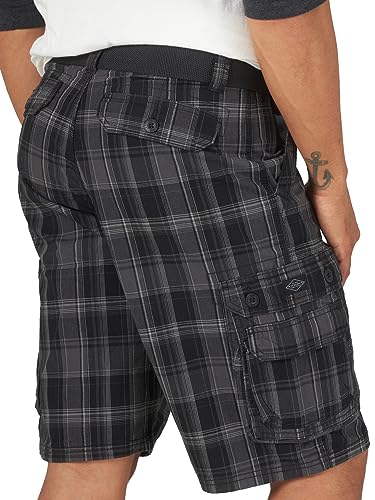 Lee mens Dungarees New Belted Wyoming Cargo Shorts, Black Clifton Plaid, 38 US