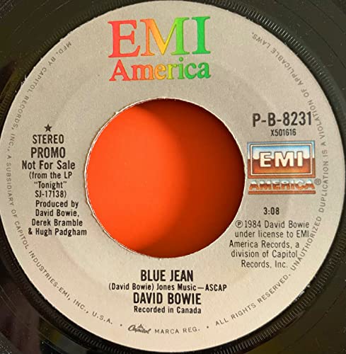 David Bowie - Blue Jean - EMI America P-B-8231 7" Vinyl PROMO - Same both sides - Like New