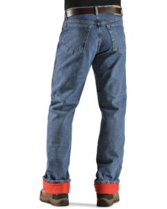 wrangler mens rugged wear woodland thermal jeans, stonewashed denim, 36w x 30l us