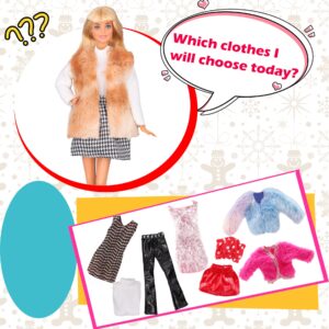 EuTengHao Doll Winter Coat Clothes Set for 11.5'' Girl Doll Include Winter Fashion Coat Jacket Tops Jeans T-Shirt Pants Skirt Dress Hat Suitable for 30cm Dolls for Girls Gift