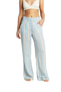 billabong womens new waves stripe pants, clear sky, medium us