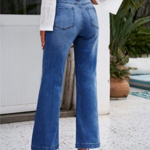 luvamia Wide Leg Jeans for Women High Waisted Baggy 90S Jeans Distressed Stretchy Denim Pants Trendy Wide Leg Jeans for Women Straight Leg Jeans for Women 70S Outfits Lapis Longing Blue Size US 8