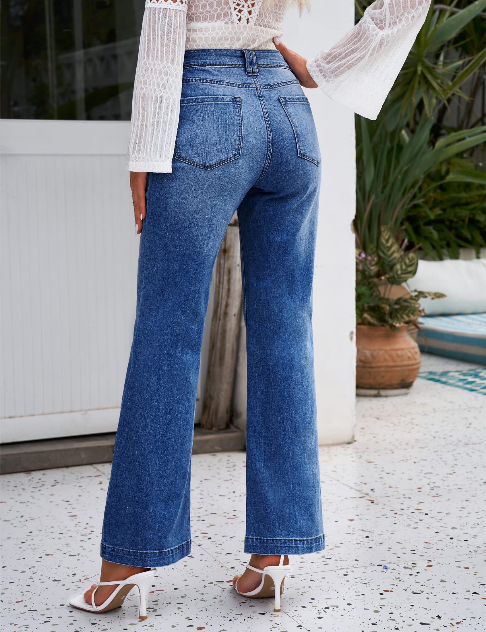 luvamia Wide Leg Jeans for Women High Waisted Baggy 90S Jeans Distressed Stretchy Denim Pants Trendy Wide Leg Jeans for Women Straight Leg Jeans for Women 70S Outfits Lapis Longing Blue Size US 8