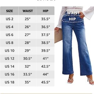 luvamia Wide Leg Jeans for Women High Waisted Baggy 90S Jeans Distressed Stretchy Denim Pants Trendy Wide Leg Jeans for Women Straight Leg Jeans for Women 70S Outfits Lapis Longing Blue Size US 8