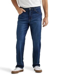 wrangler men's free-to-stretch relaxed fit jean, dark indigo, 36w x 32l