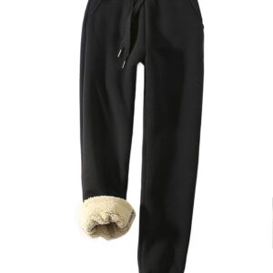 Yeokou Women's Warm Sherpa Lined Athletic Sweatpants Jogger Fleece Pants (Small, Black001)