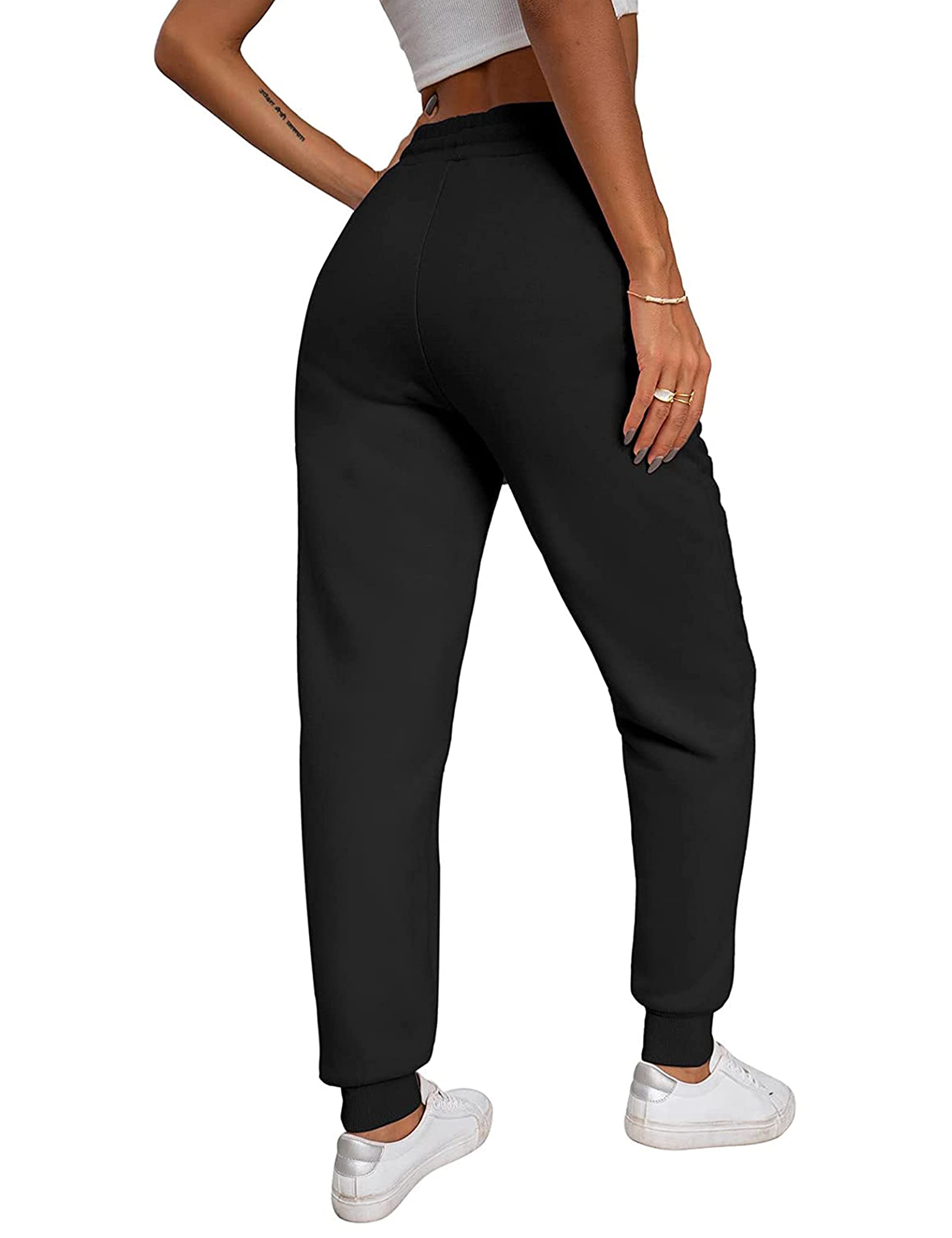 Yeokou Women's Warm Sherpa Lined Athletic Sweatpants Jogger Fleece Pants (Small, Black001)