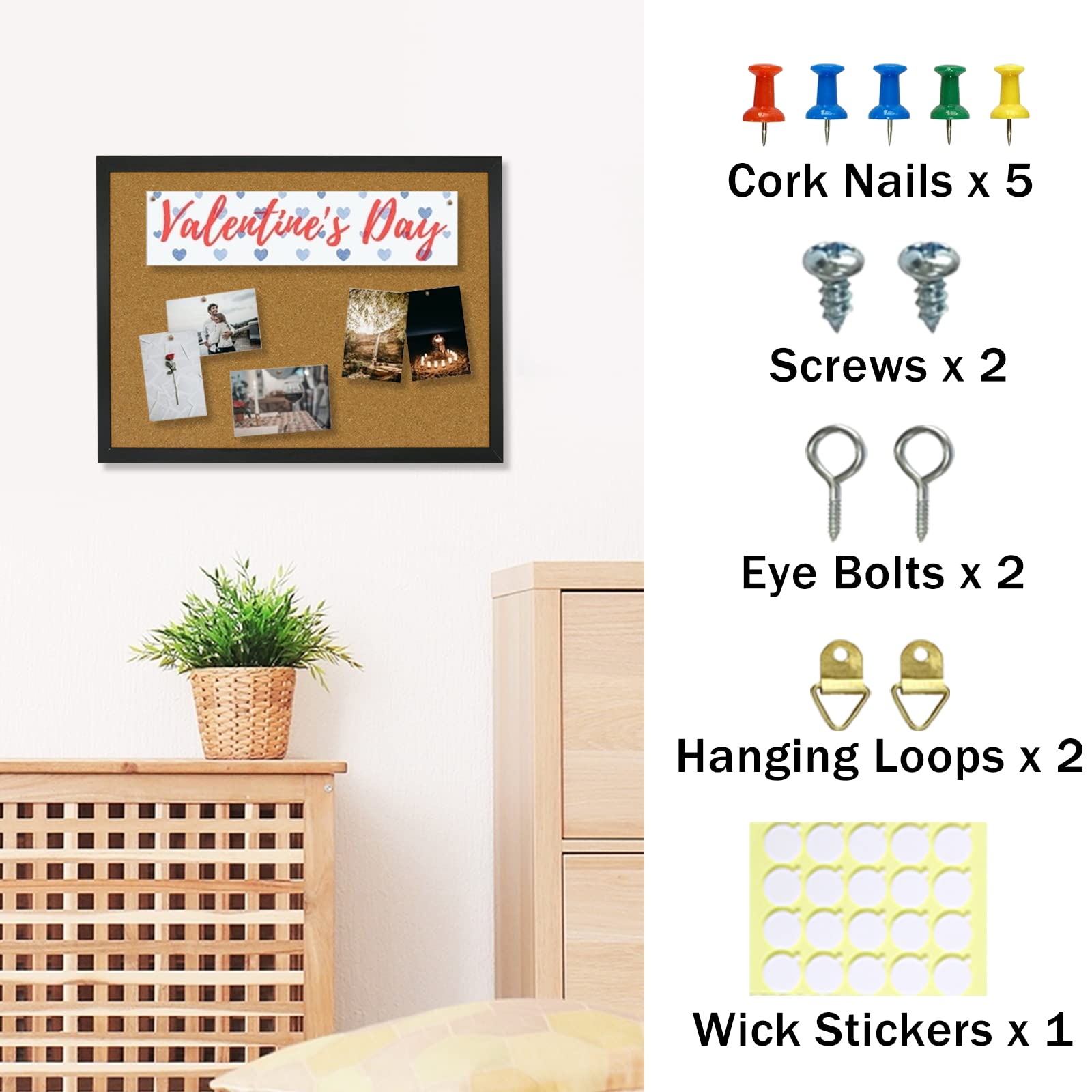 OWLKELA 14.6 X 11 Inch Cork Board Bulletin Board, Wall-Mounted Presentation, Message Notice Pin Board, Perfect for Office & Home Decor, School, Cubicle