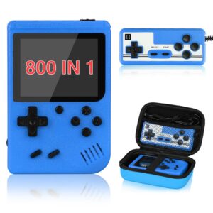 handheld game console, retro game console mini arcade machines built-in 800 classical fc games, support connecting tv & 2 players, ideal gift for kids & lovers(blue800 games)