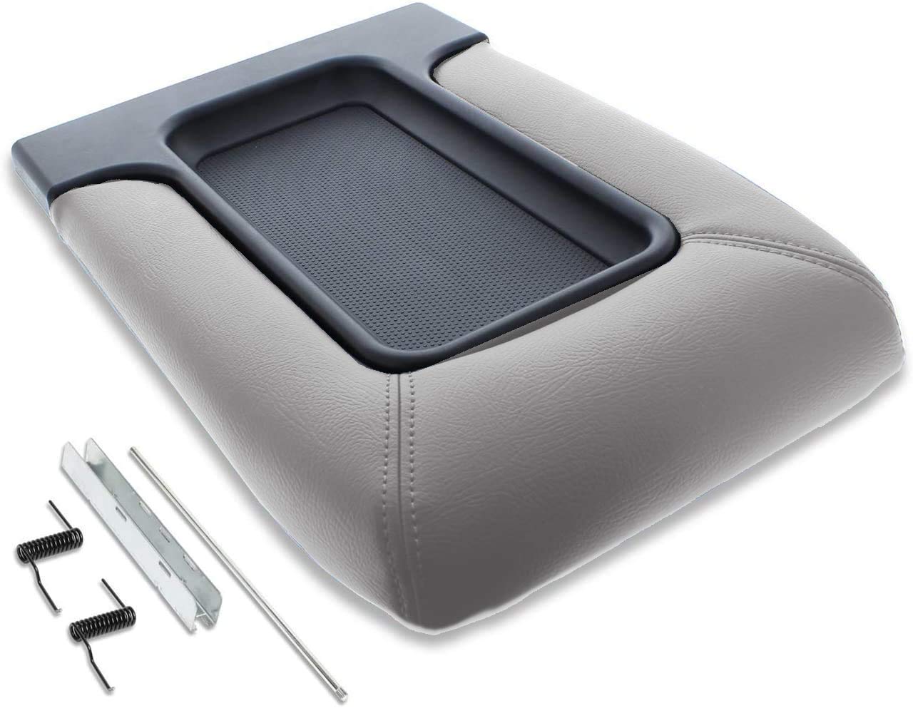 EcoAuto Center Console Lid Replacement Kit for 99-07 Silverado, Avalanche, Suburban, Sierra, Yukon - Replaces OEM 19127364, 19127365, 19127366 (Light Gray)