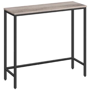 hoobro narrow console table, 29.5" small entryway table, thin sofa table, side table, display table, for hallway, bedroom, living room, foyer, greige and black bg75xg01