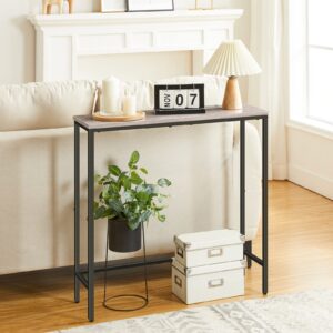 HOOBRO Narrow Console Table, 29.5" Small Entryway Table, Thin Sofa Table, Side Table, Display Table, for Hallway, Bedroom, Living Room, Foyer, Greige and Black BG75XG01