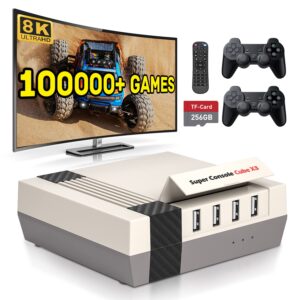 kinhank retro game console with 100000+games,super console cube x3 video game console with emuelec 4.5/android 9/coree,8k output,2.4+5g,bt 4.0,emulator console compatible with most emulators,best gift